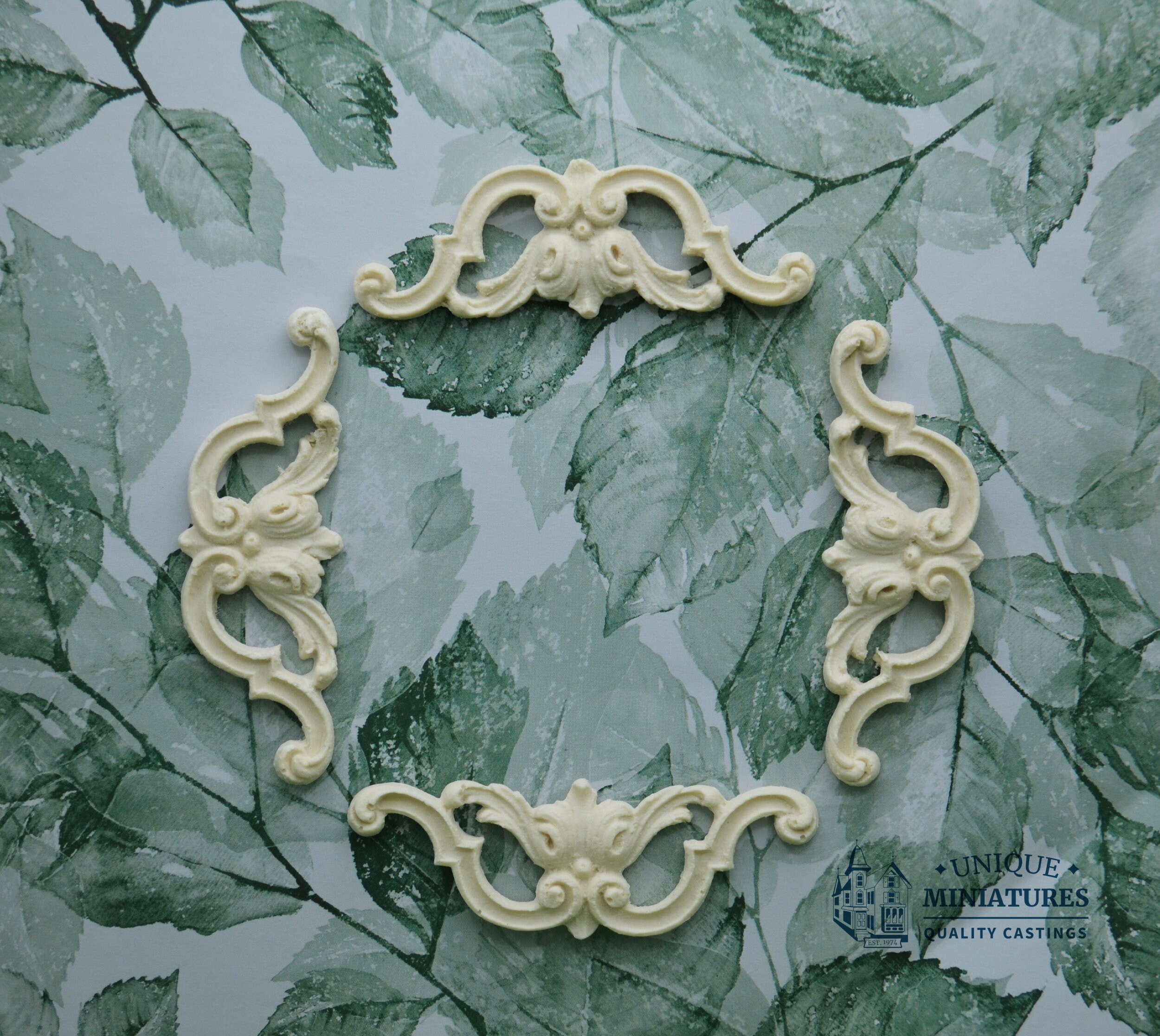 Fern Scroll Ceiling Carving | Ornamentation for Dollhouse | Set of Four ...