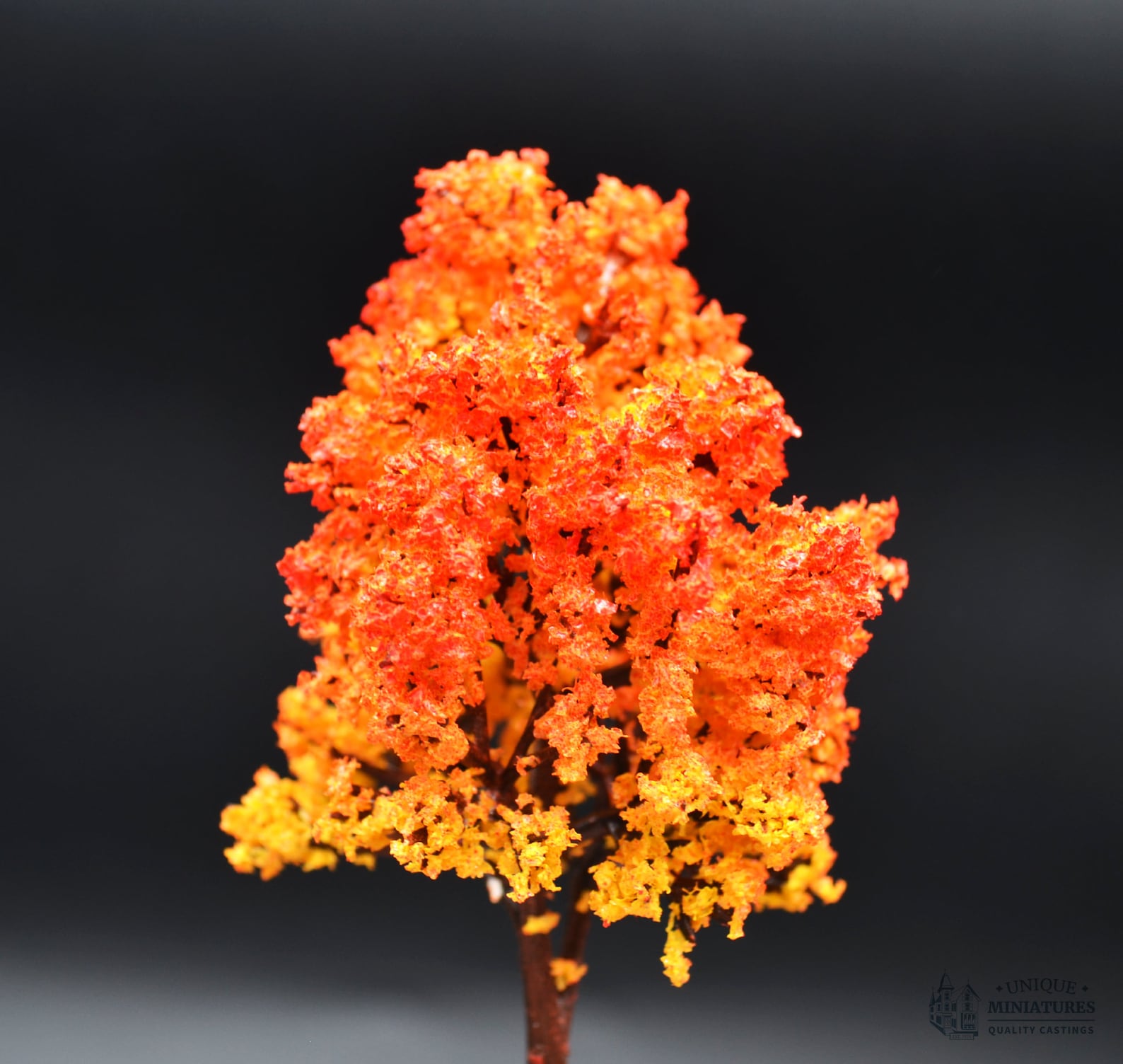 Miniature Autumn Tree: Red Orange Dollhouse Garden Decor (set of Four ...