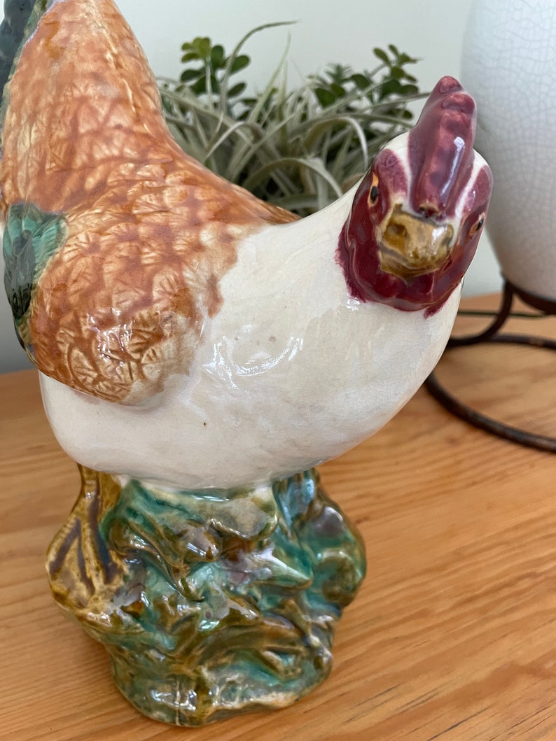 Vintage Majolica Hand Painted Chicken Hen - Etsy
