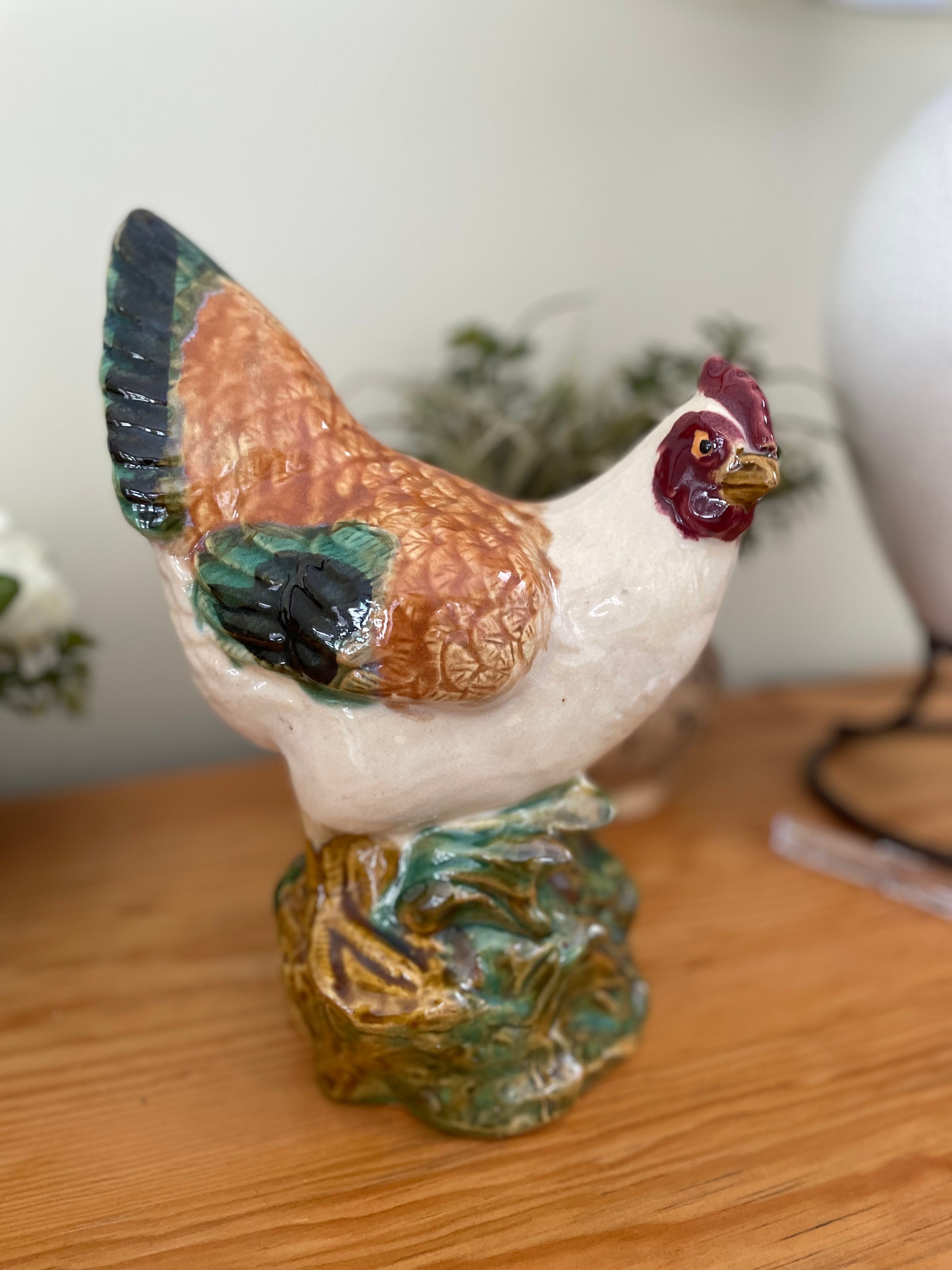 Vintage Majolica Hand Painted Chicken Hen - Etsy