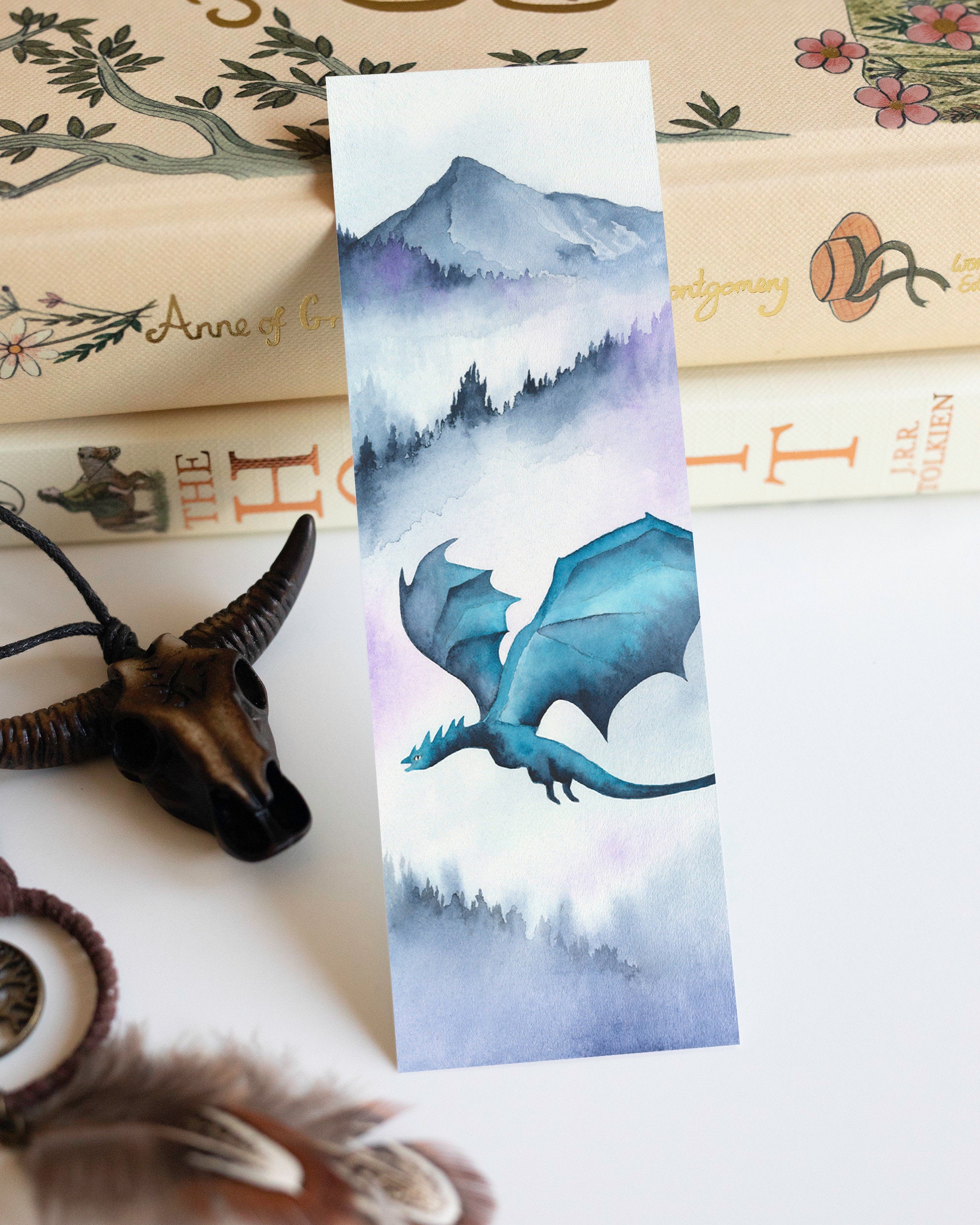 Dragon Bookmarks Fantasy Watercolor Bookmarks Set of 2 - Etsy