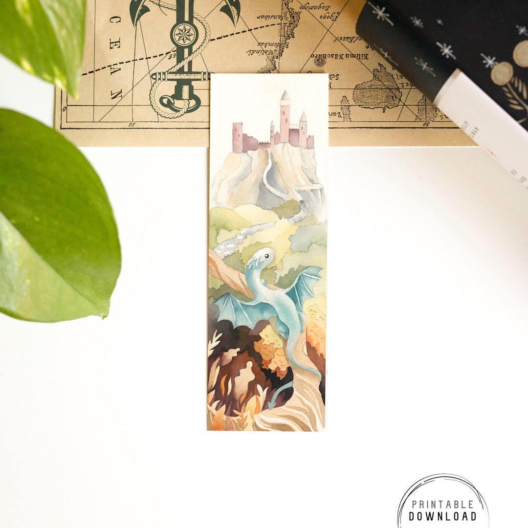Dragon Printable Bookmark, Fairytale Castle Bookmark, Fantasy ...