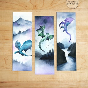 Dragon Bookmarks, Set of 6 Printable Fantasy Downloads, Fairytale ...