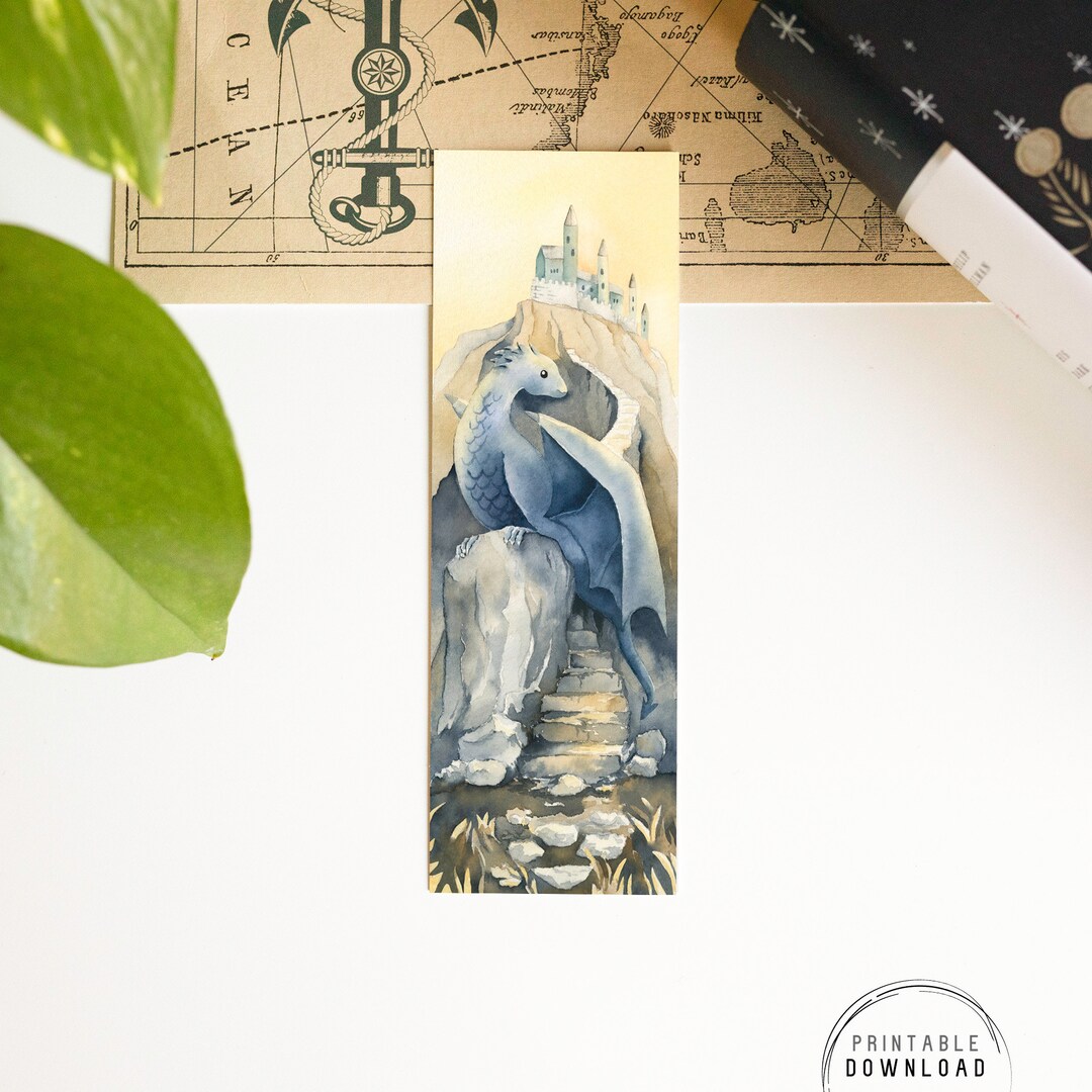 Dragon Printable Bookmark Fairytale Castle Bookmark Fantasy - Etsy