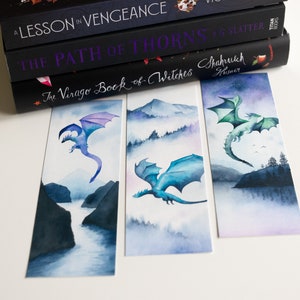 Dragon Bookmarks Fantasy Watercolor Bookmarks Set of 3 - Etsy