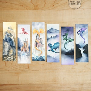 Dragon Bookmarks, Set of 6 Printable Fantasy Downloads, Fairytale ...
