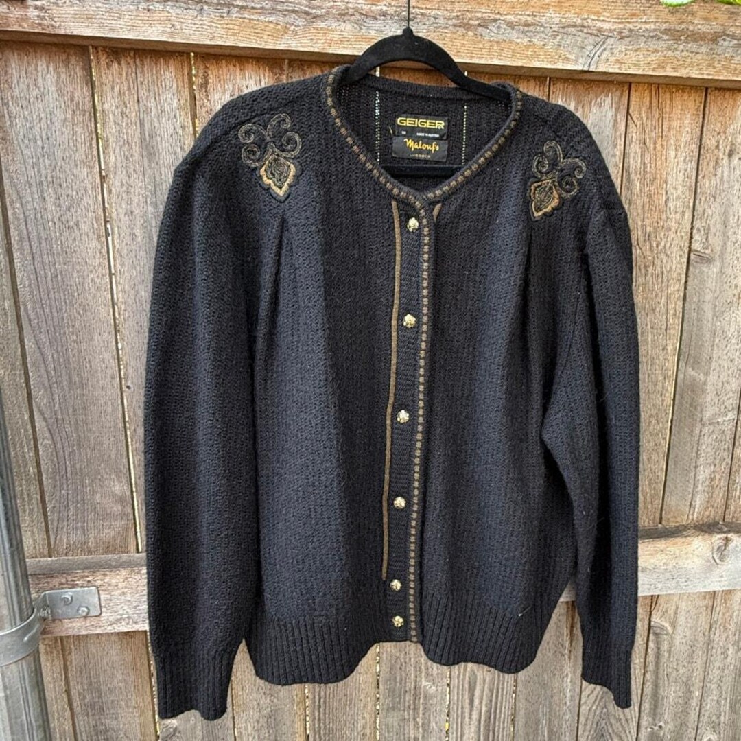 VTG Black Wool Mohair Gold Embroidery GEIGER Austria Size 50 Xxl 2xl ...