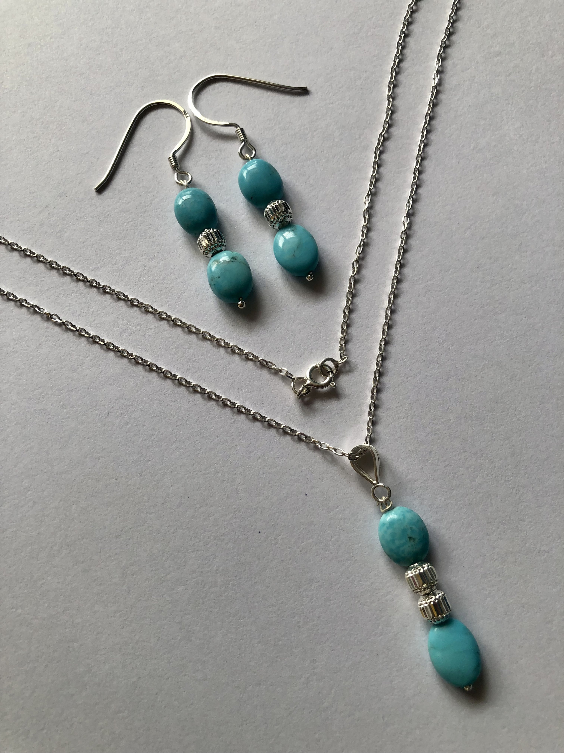 Sleeping Beauty Turquoise Jewelry Set, Handmade Blue Turquoise Necklace ...