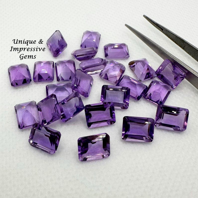 Natural Amethyst Octagon Faceted Loose Gemstone, Calibrated Violet ...
