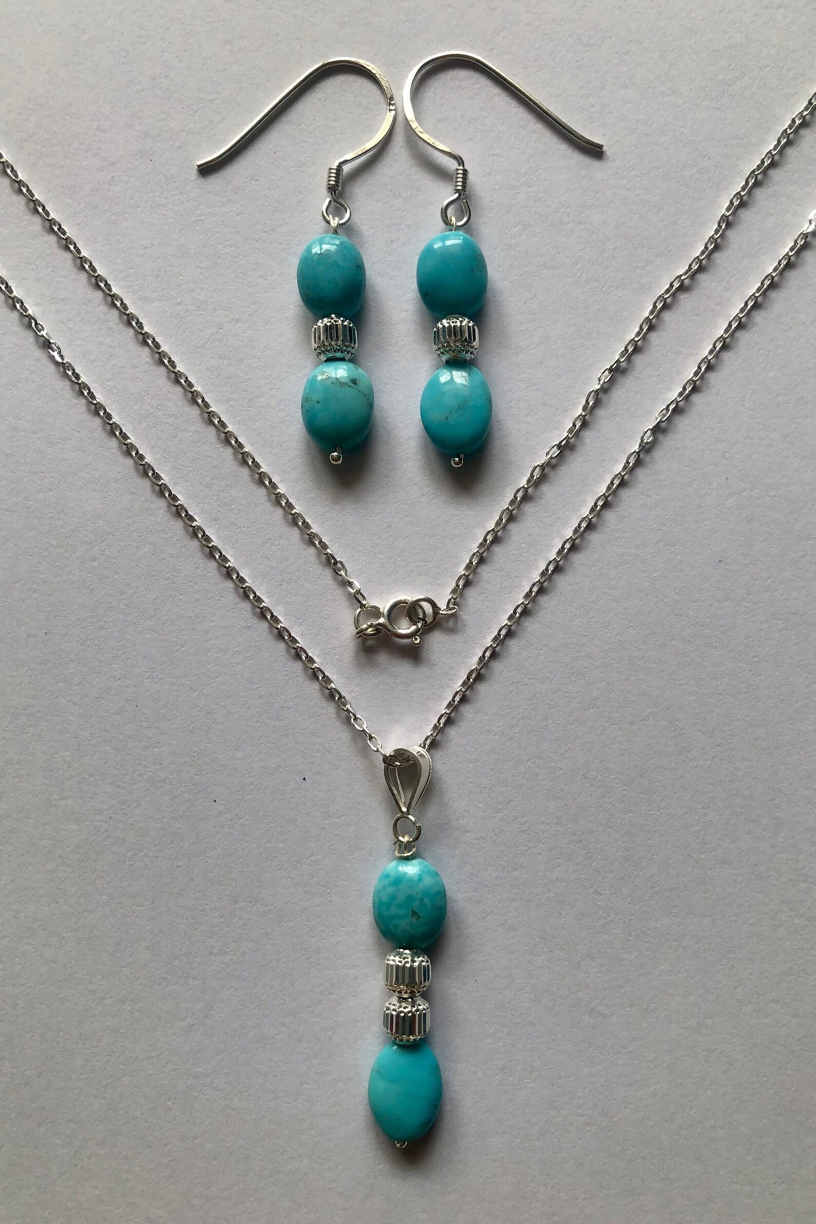 Sleeping Beauty Turquoise Jewelry Set, Handmade Blue Turquoise Necklace ...