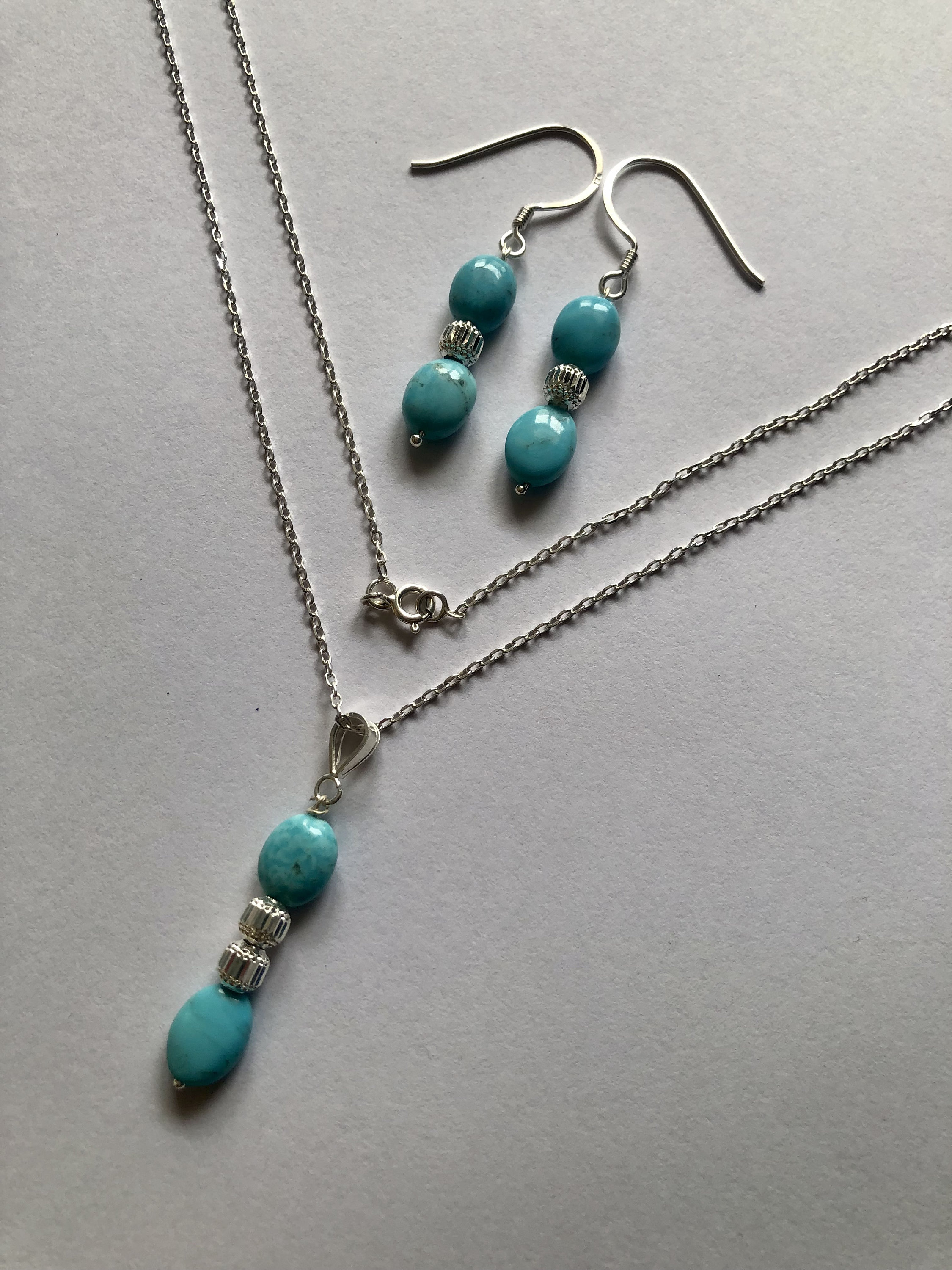 Sleeping Beauty Turquoise Jewelry Set, Handmade Blue Turquoise Necklace ...