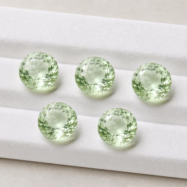 Natural Green Amethyst, Round Faceted Prasiolite Gemstone | Calibrated ...