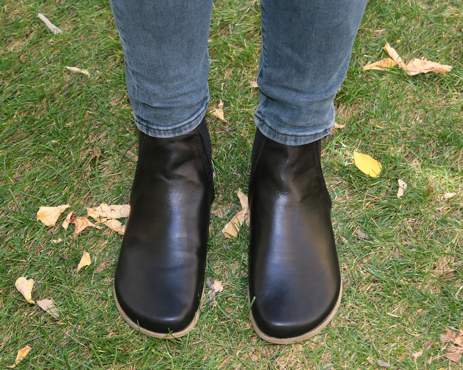 Women Handmade CHELSEA Boots Zero Drop Barefoot BLACK Smooth - Etsy