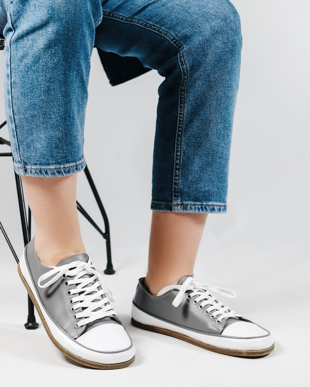 Women Wider Converse Style Shoe, Handmade, Zero Drop, Barefoot GRAY ...