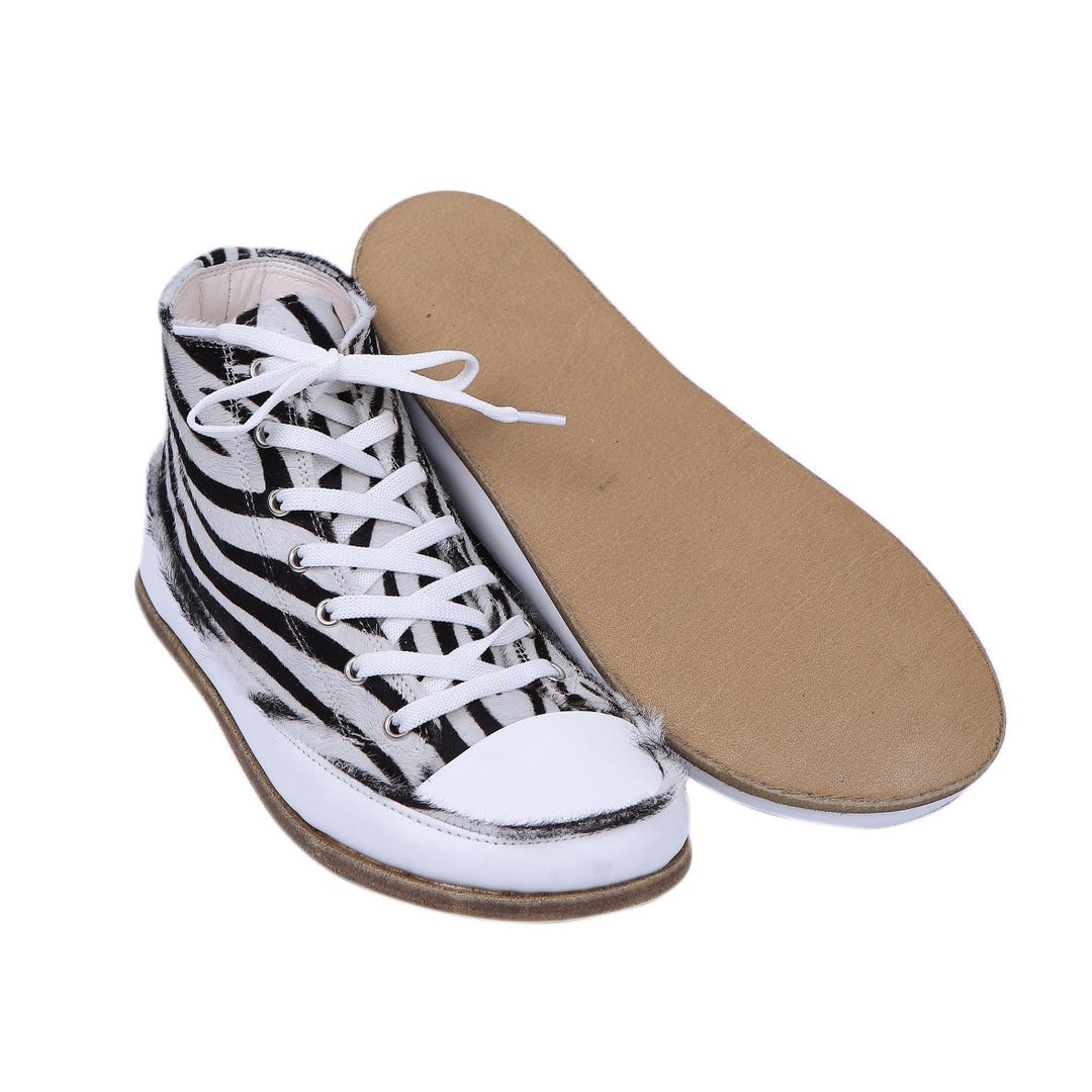 MEN Wider Long Converse Style Shoe, Handmade, Zero Drop, Barefoot ZEBRA ...