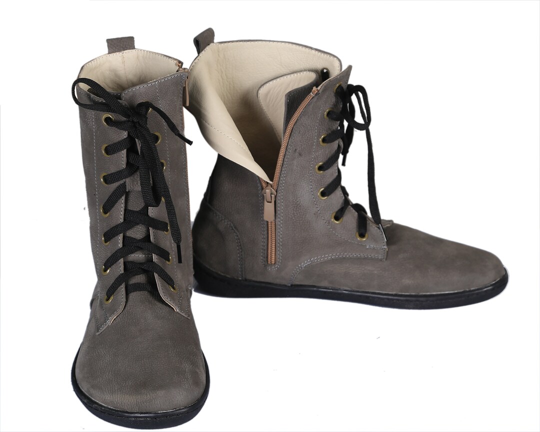 Men's Handmade Gray Nubuck Leather Barefoot Boots - Etsy