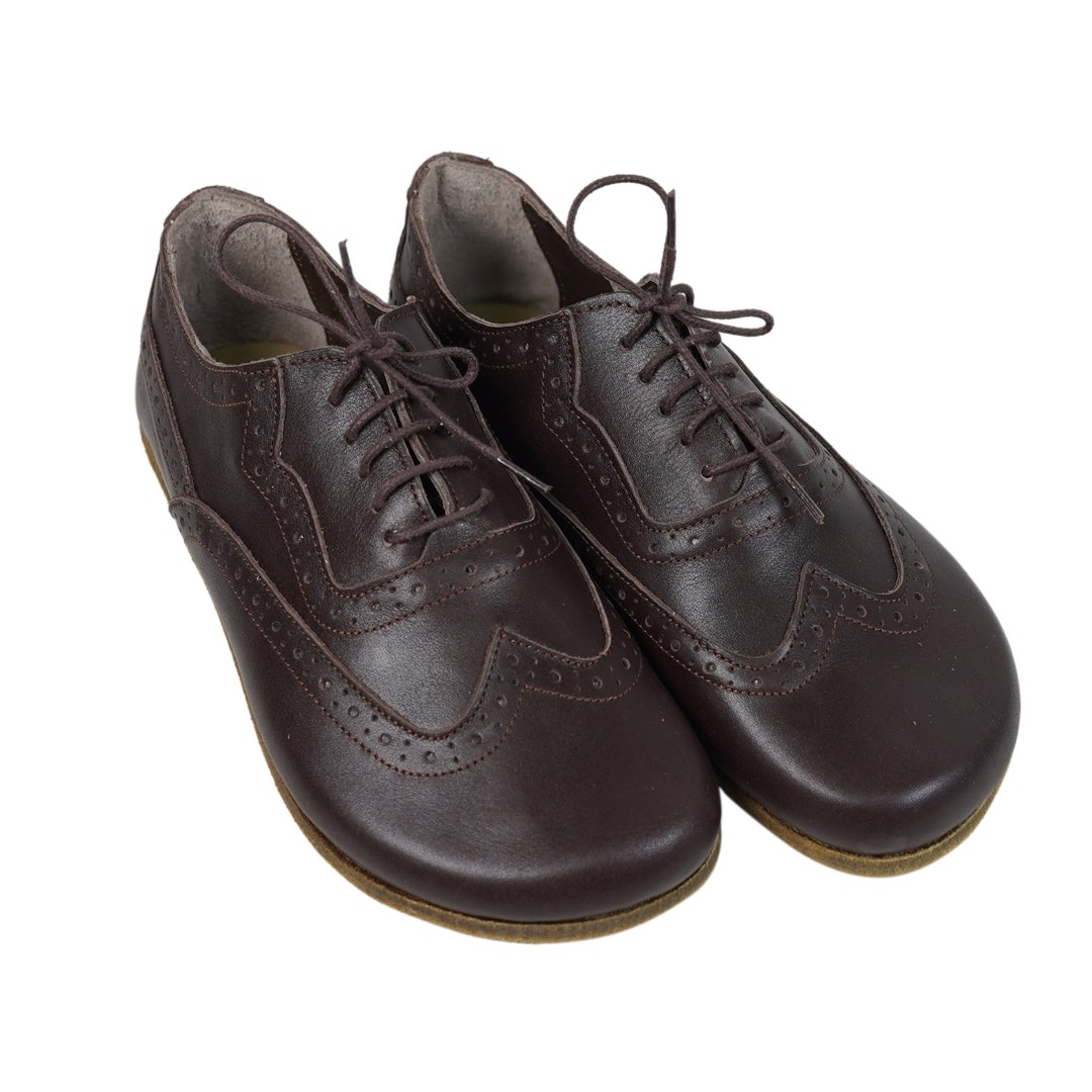 Men Barefoot OXFORD, Moccasin Shoes for Businessman SMOOTH Dark BROWN ...