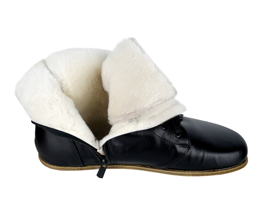 Handmade Shearling Lined Smooth Leather Boots: Barefoot Zero Drop - Etsy