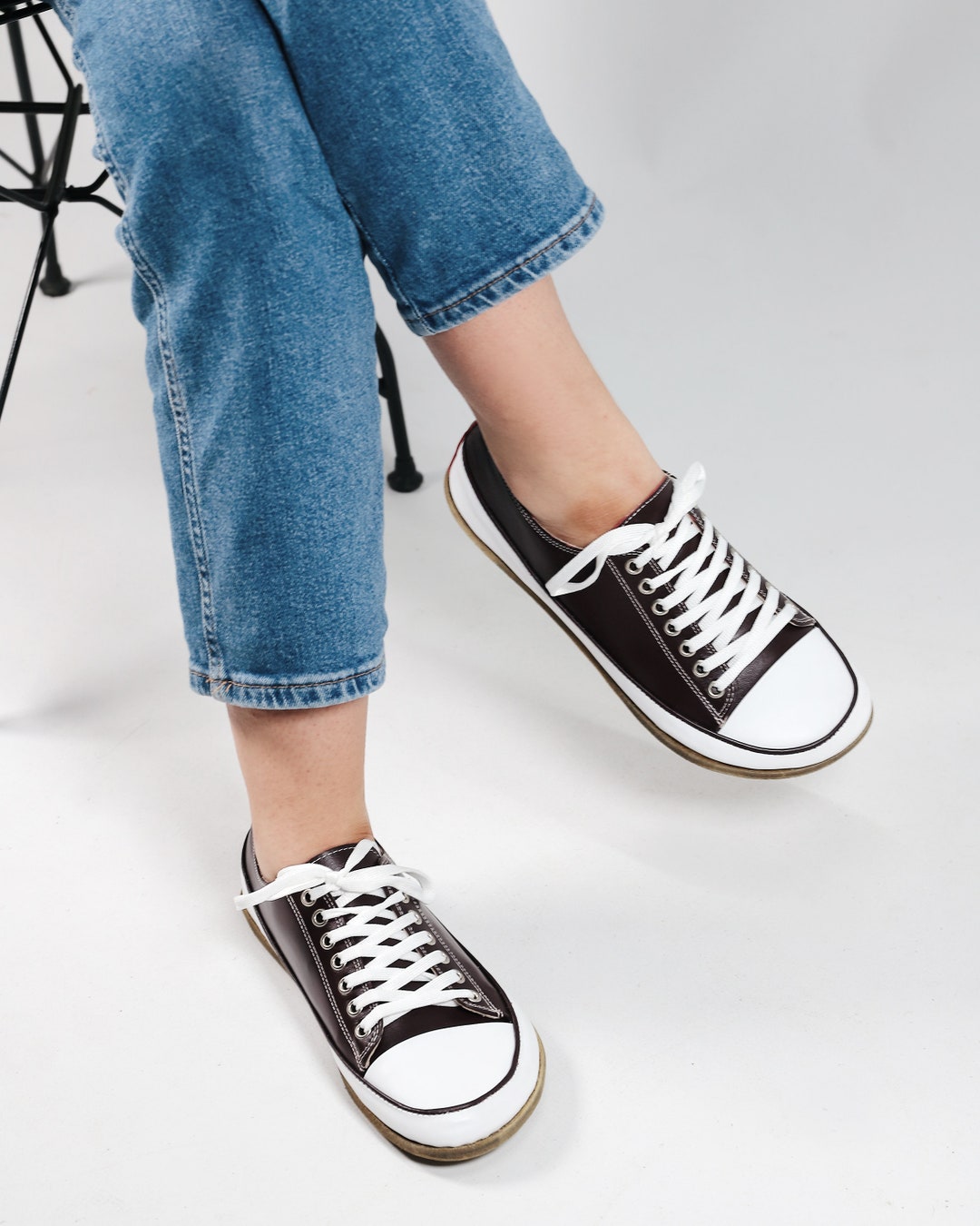 Women Wider Converse Style Shoe, Handmade, Zero Drop, Barefoot BURGUNDY ...
