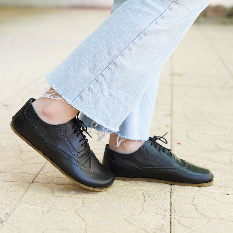 Men's Barefoot Oxford Shoes: Handmade Smooth Black Leather Moccasins - Etsy