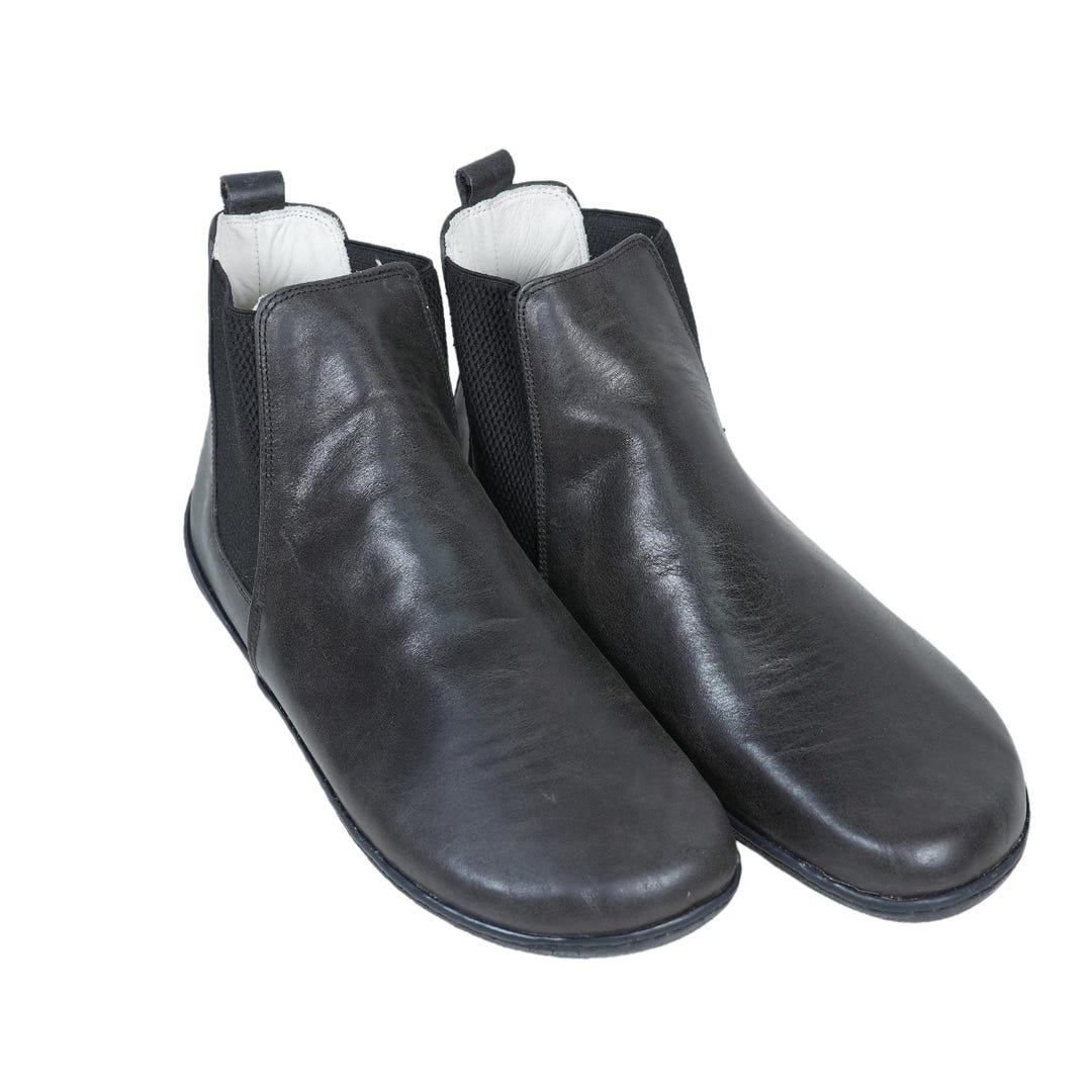 WOMEN Chelsea Boot Wide, Zero Drop Barefoot BLACK Aspahalt Crazy ...