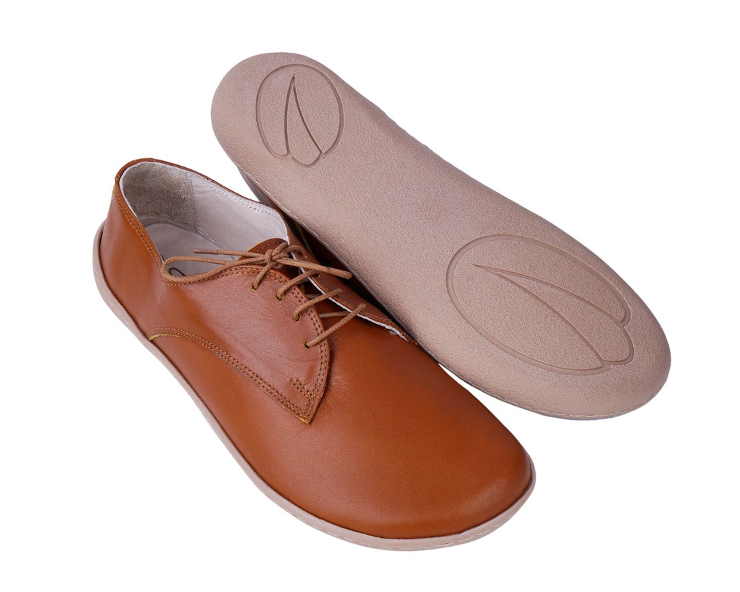 Men's Handmade Leather Oxford Shoes: Tan Zero Drop Barefoot Sneakers - Etsy