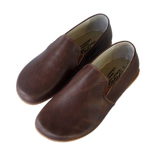 Mens Handmade Zero Drop Leather Slip-on Shoes: Brown Barefoot Sneakers ...