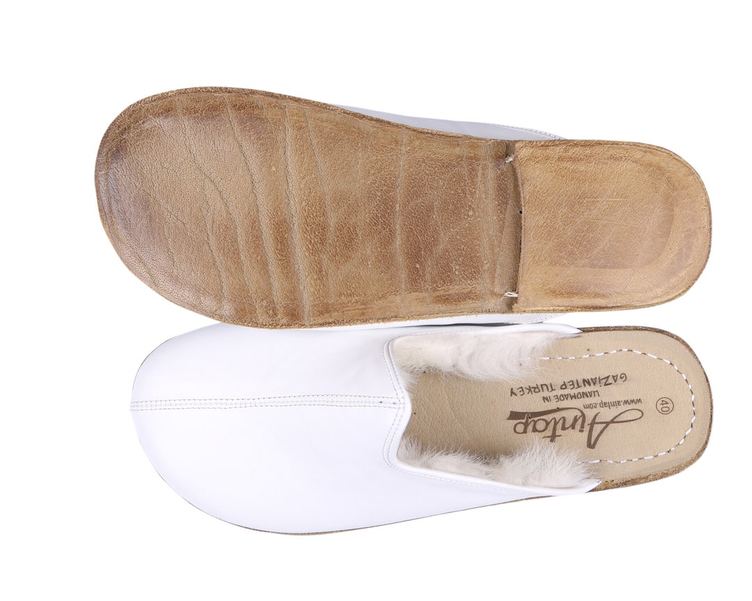WOMEN Shearling Wide Zero Drop Slipper, Sandals Barefoot WHITE Smooth ...