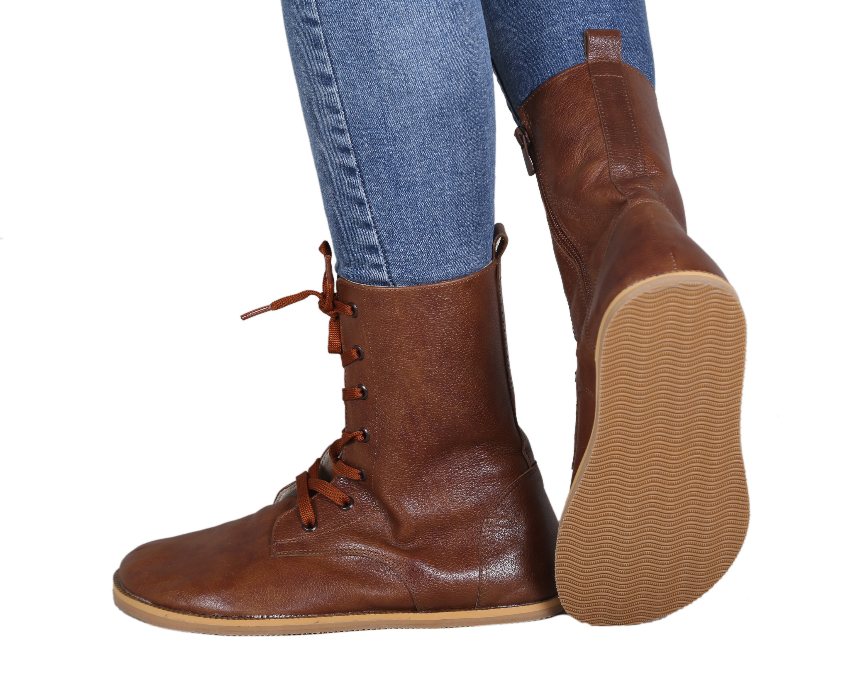 MEN Boots Wide Zero Drop Barefoot Darker BROWN Sooth Leather - Etsy ...