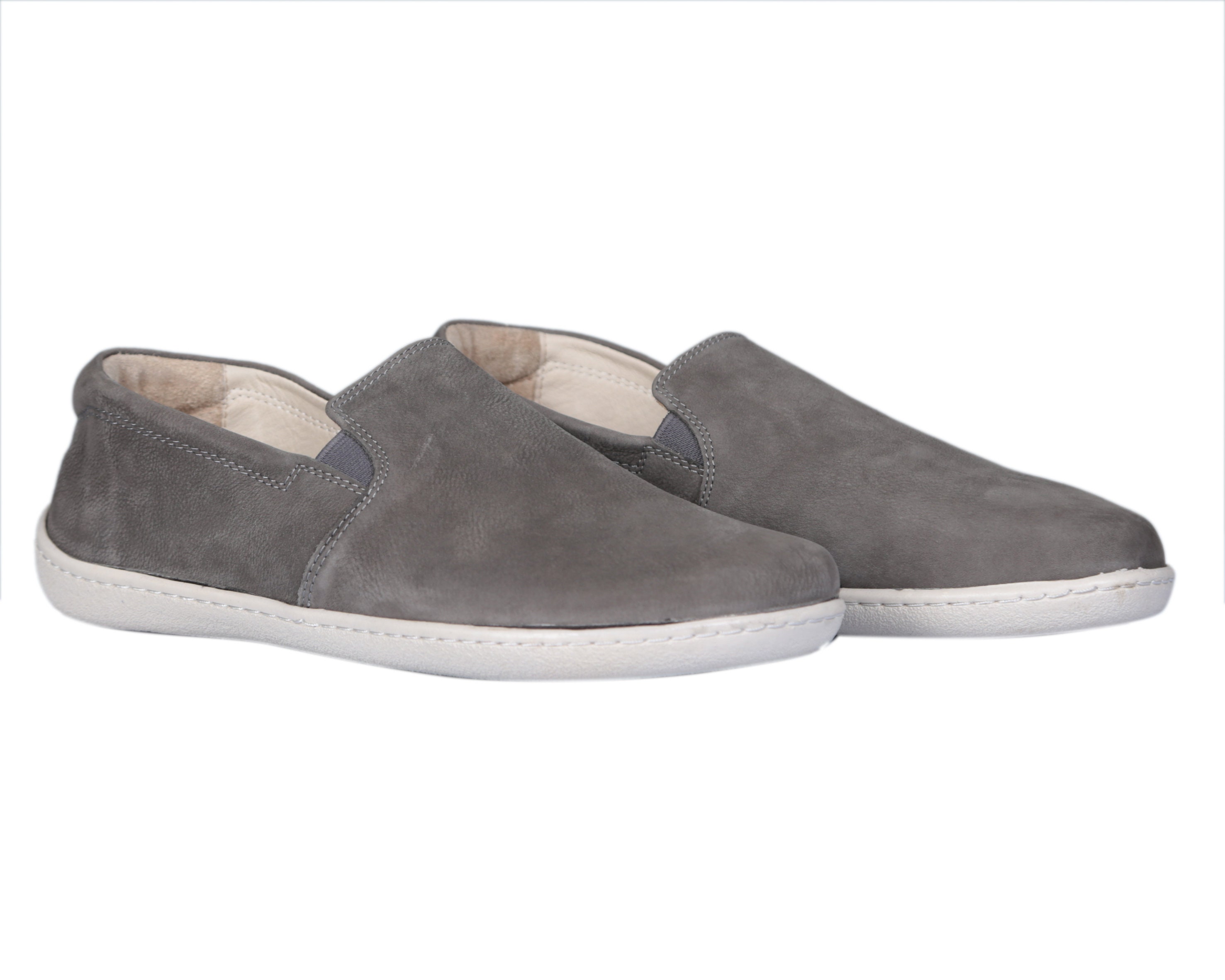 Women SLIP-ON GRAY Nubuck Leather Handmade Barefoot - Etsy