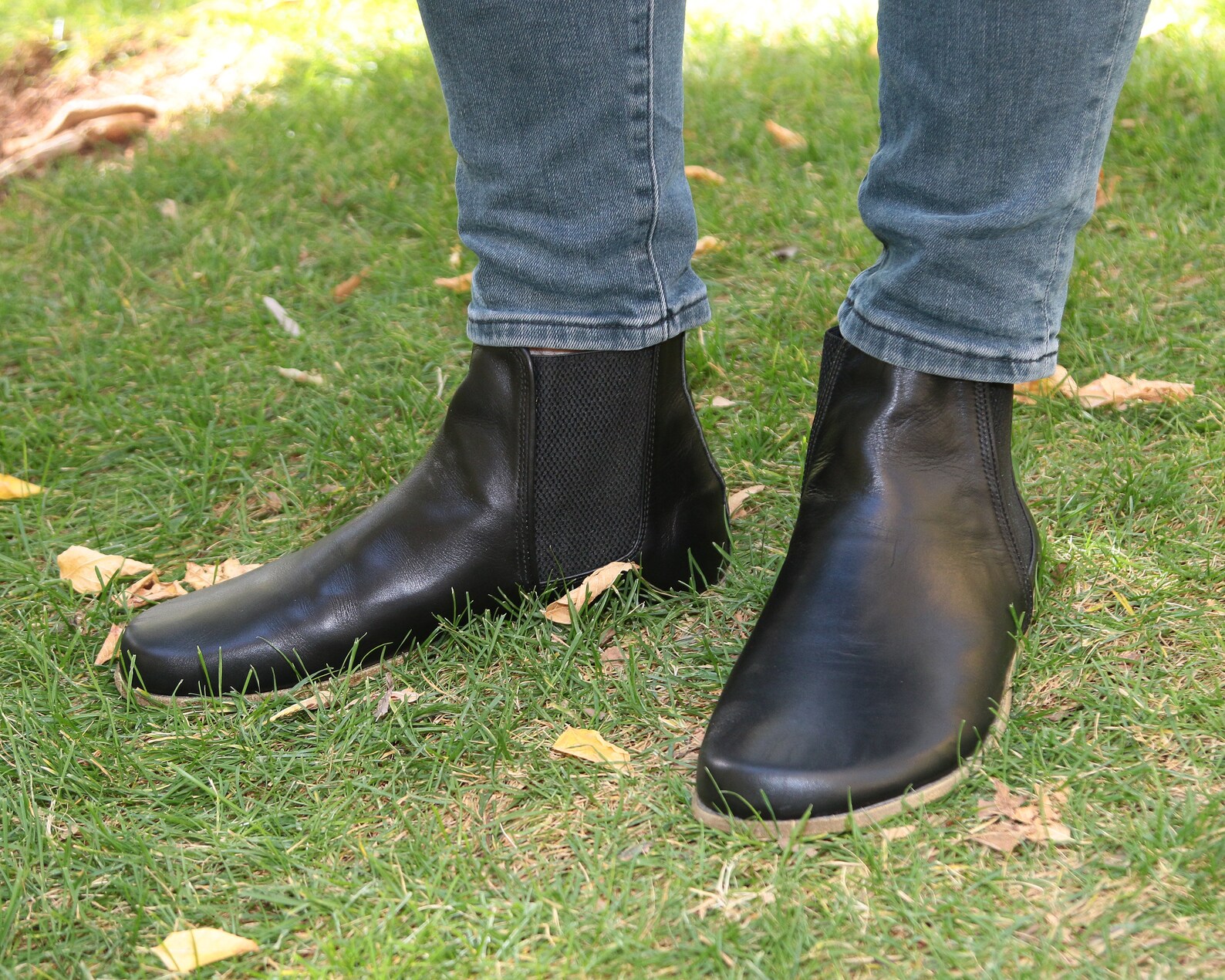 Women Handmade CHELSEA Boots Zero Drop Barefoot BLACK Smooth - Etsy