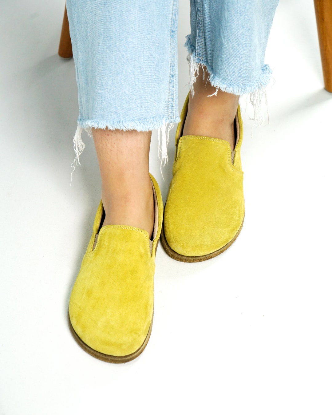 MEN Barefoot LEMON SUEDE Leather Handmade Classic Yemeni Shoes, Natural ...