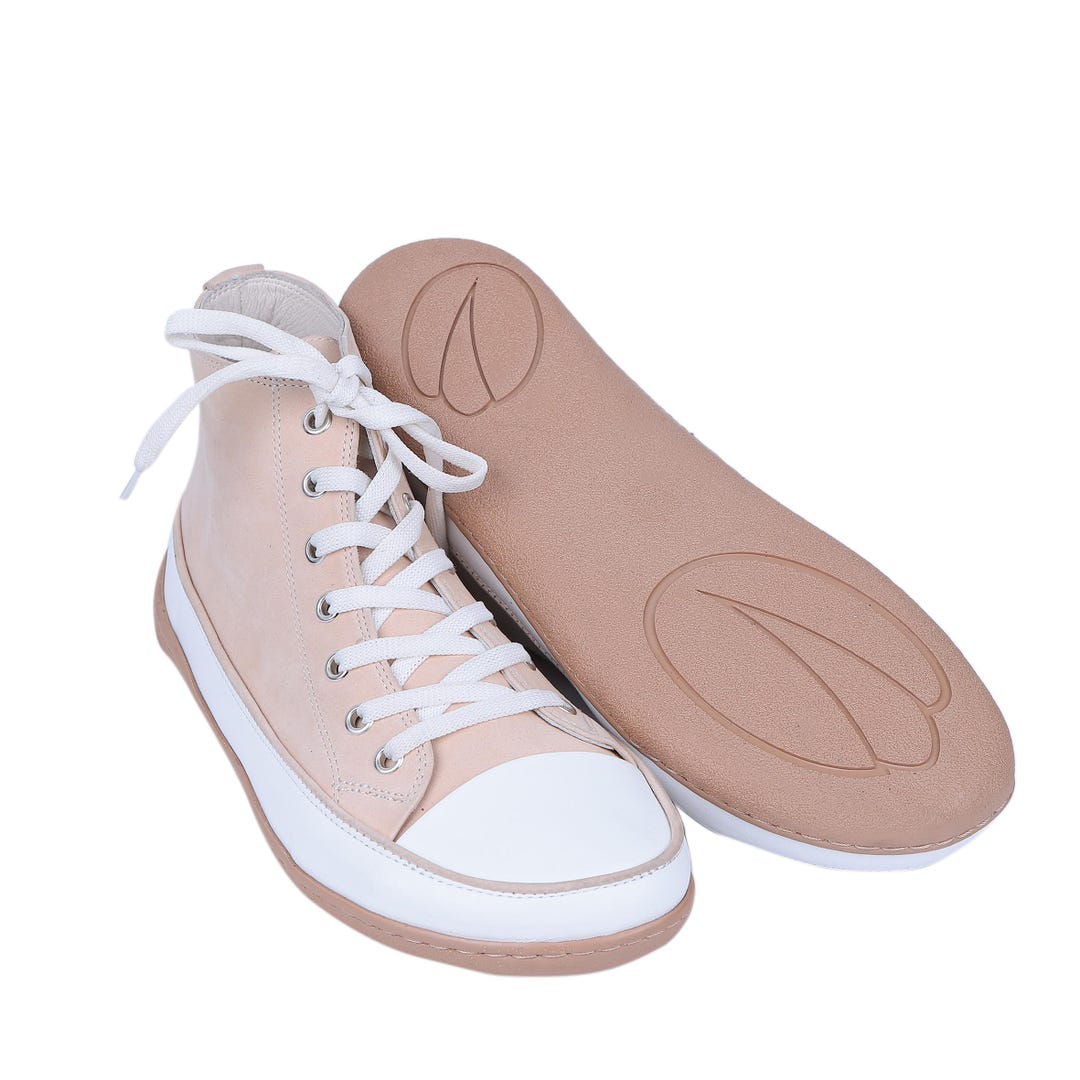 MEN Wider Long Converse Style Shoe, Handmade, Zero Drop, Barefoot CREAM ...