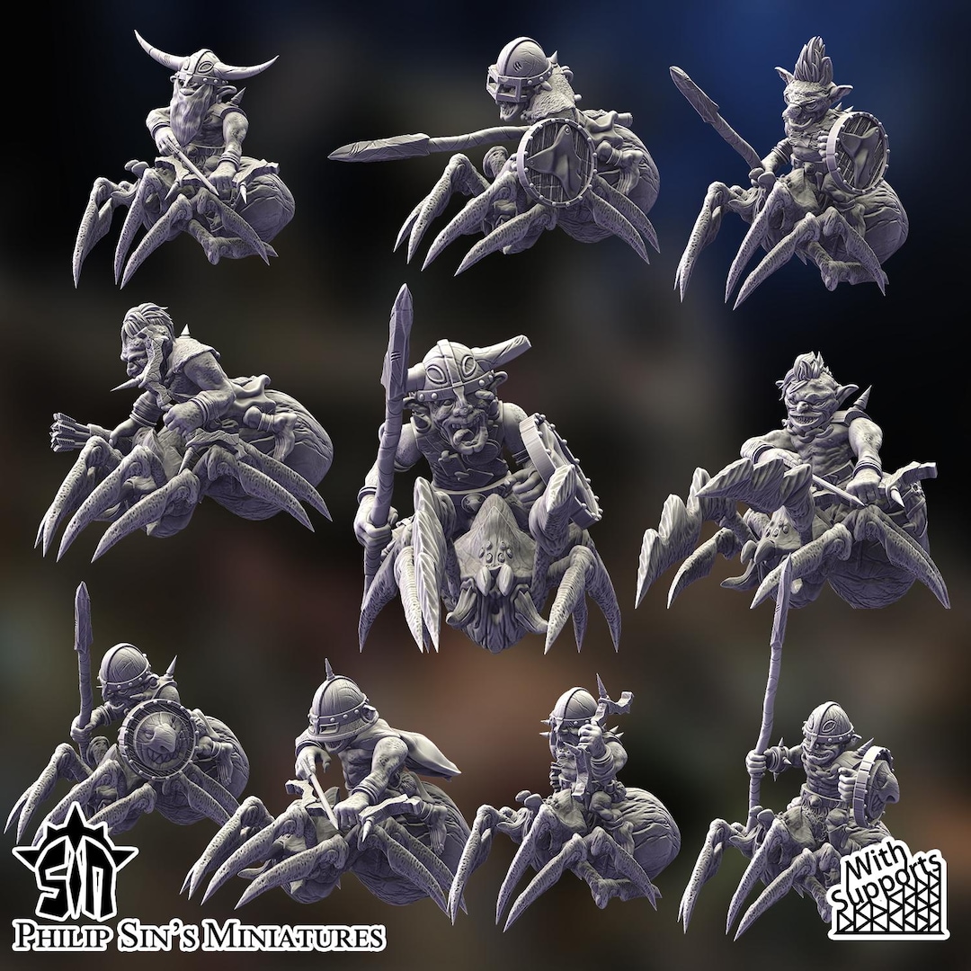 Goblin Spider Riders - Skarrtrench - 28/32mm Resin Miniatures - Etsy