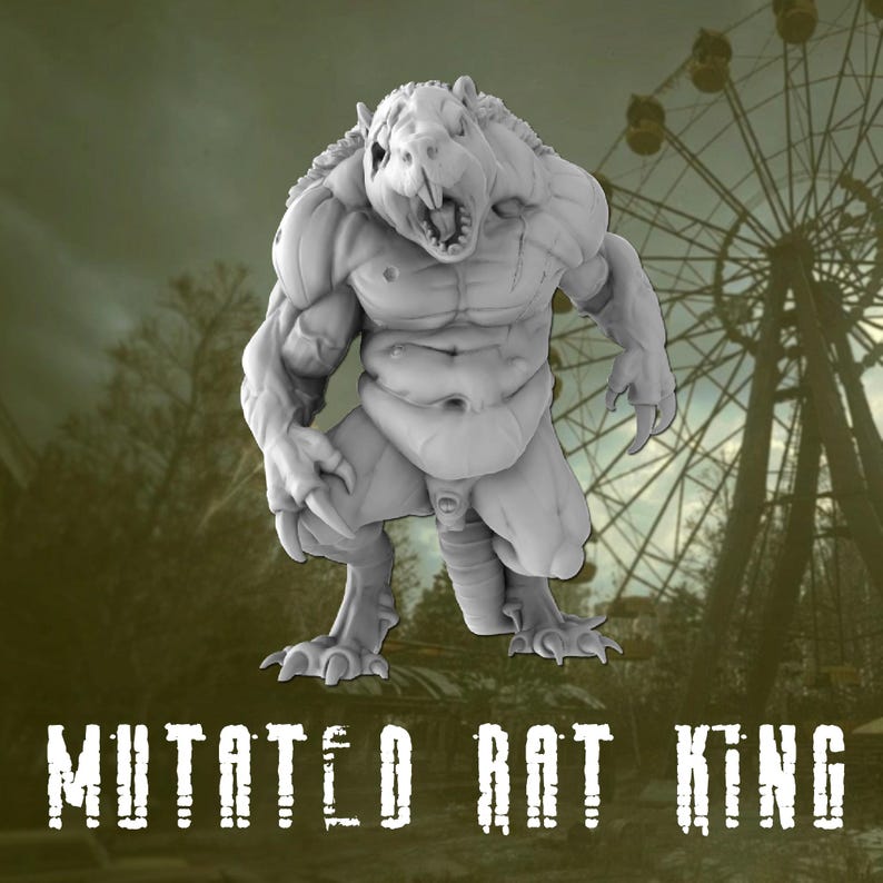 Mutated Rat King Miniature: Post Apocalyptic Tabletop Gaming (28mm/32mm ...