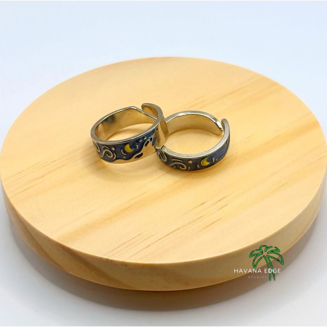 Starry Night Couples Rings – Van Gogh Inspired Matching Rings for Him ...