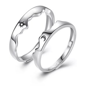 Sun and Moon Matching Rings | Promise Rings for Couples | Couples Rings ...