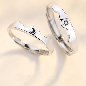 Sun and Moon Matching Rings | Promise Rings for Couples | Couples Rings ...