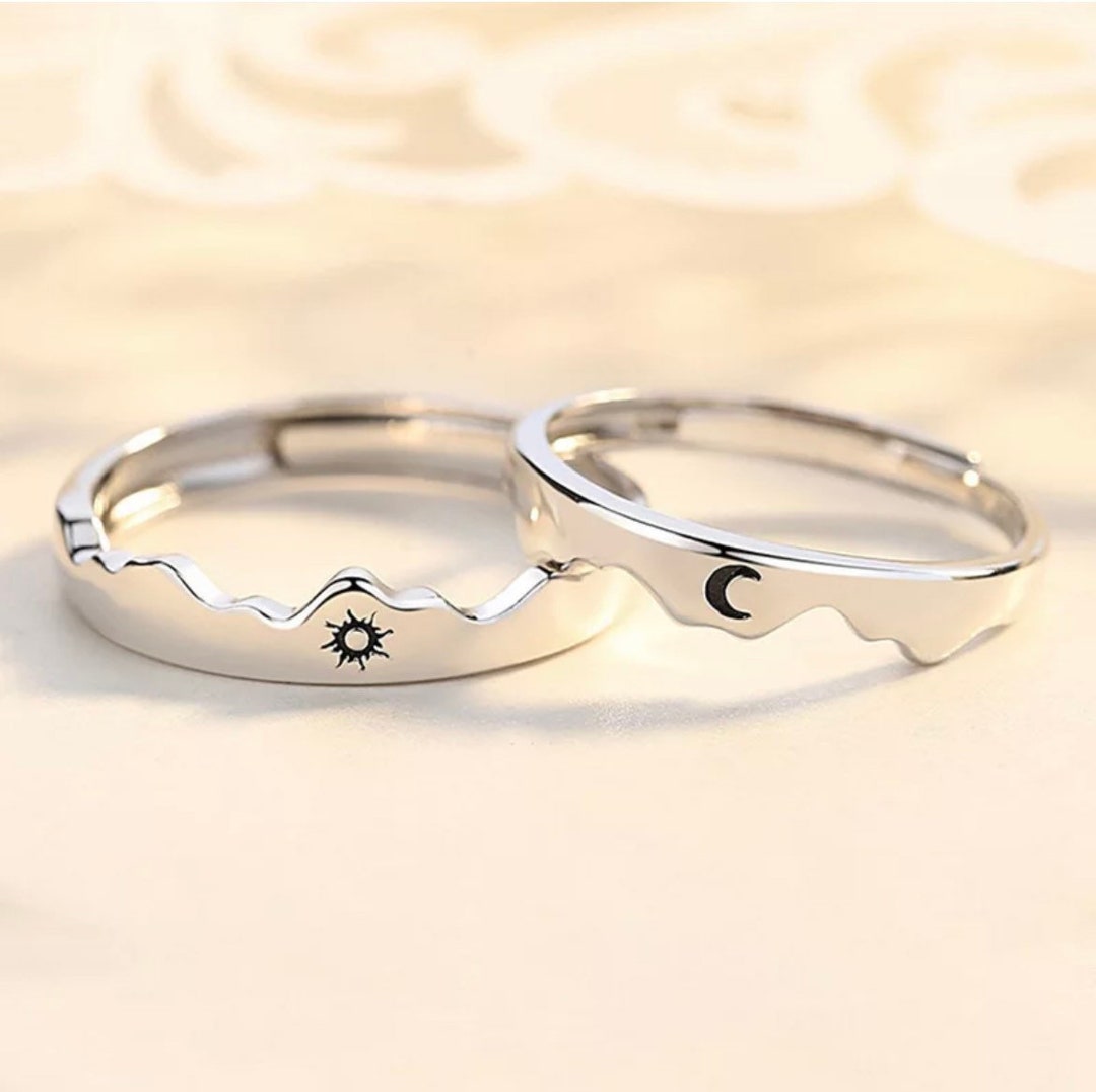 Sun and Moon Matching Rings | Promise Rings for Couples | Couples Rings ...