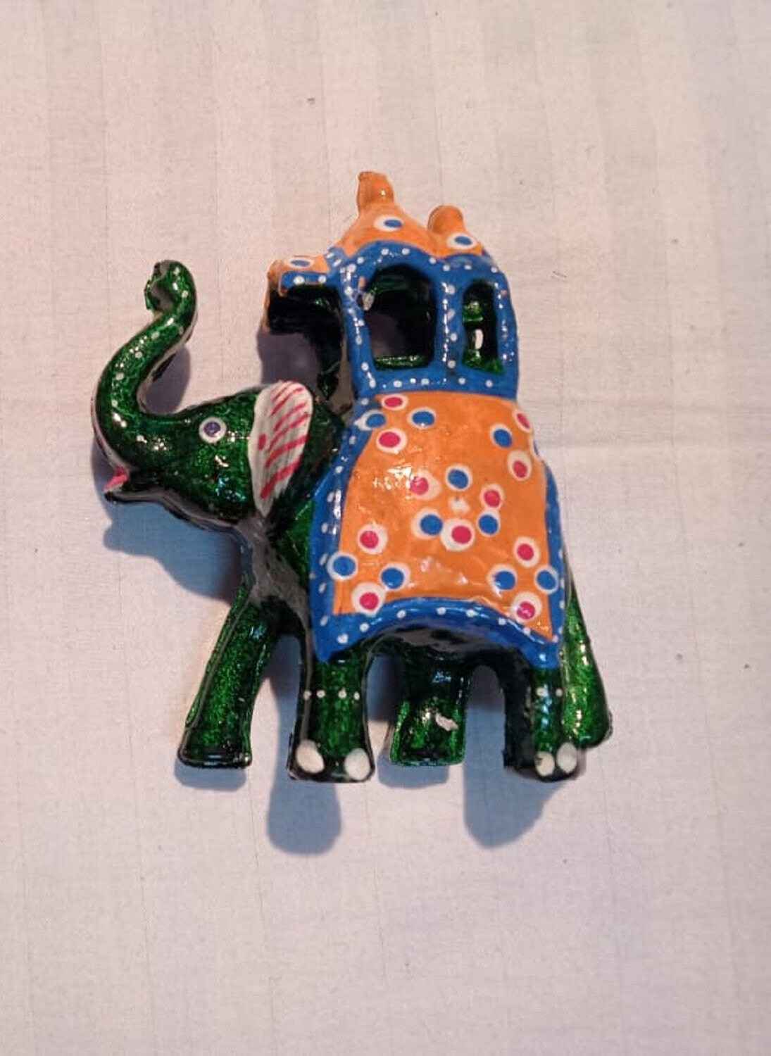 Hand Painted Elephant With Chatari Green Paper Mache Handmade - Etsy