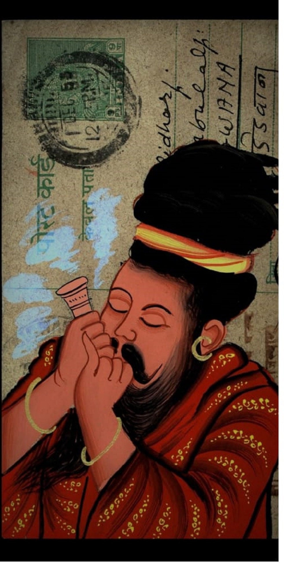 Sadhu Baba Smoking Chillum, Baba Chillum, Sadhu Smoking, Wall Decor ...