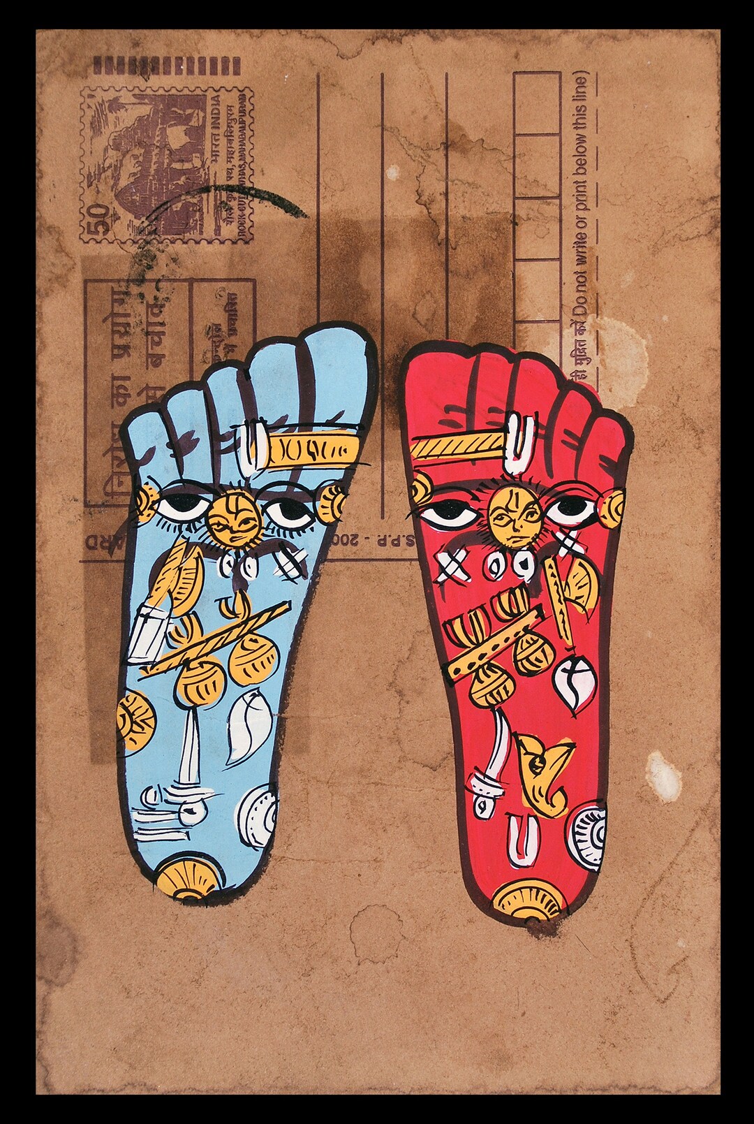 Feet Painting Art Foot Artsy Home Decor Boho Style Wall Art Painting ...