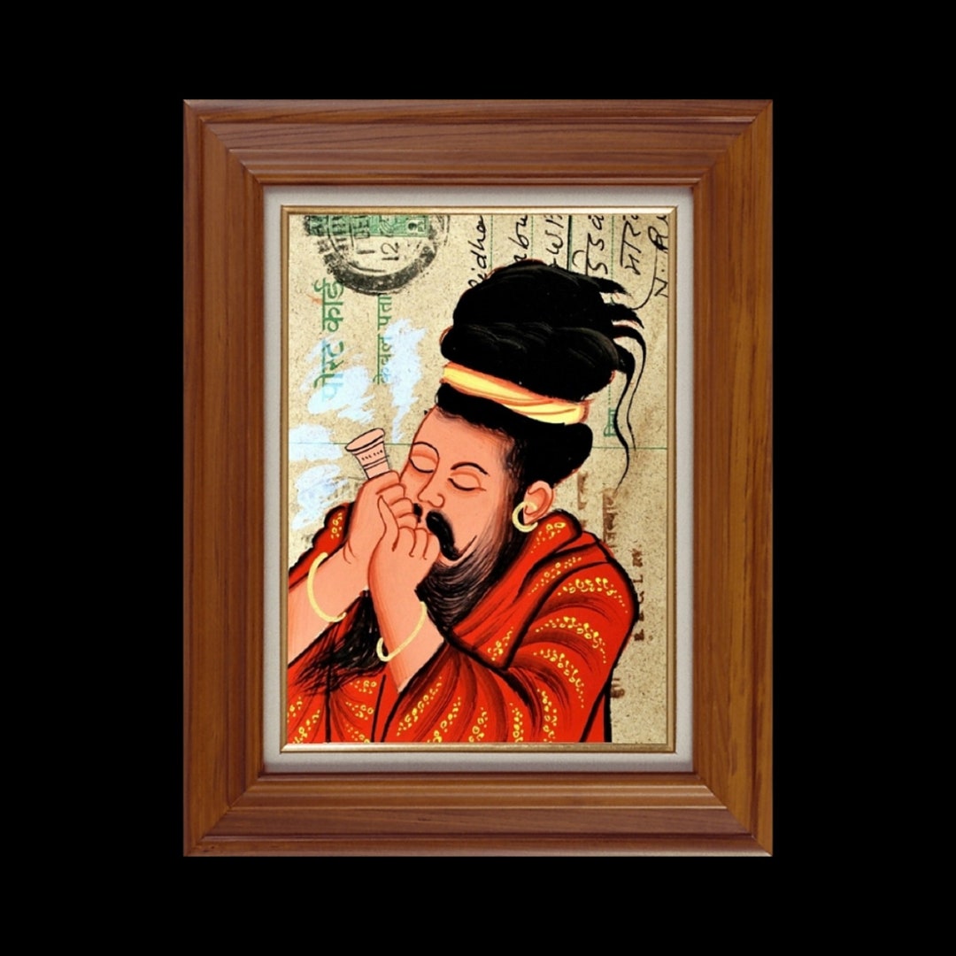 Sadhu Baba Smoking Chillum, Baba Chillum, Sadhu Smoking, Wall Decor ...