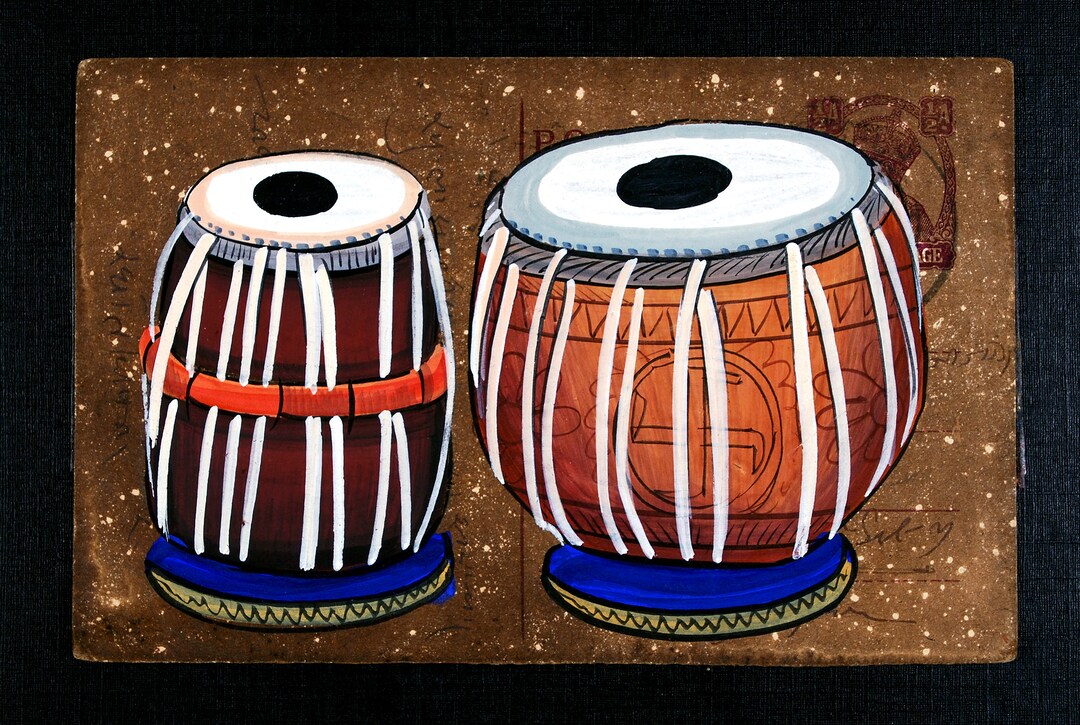 Tabla Indian Musical Instrument Indian Painting on British - Etsy