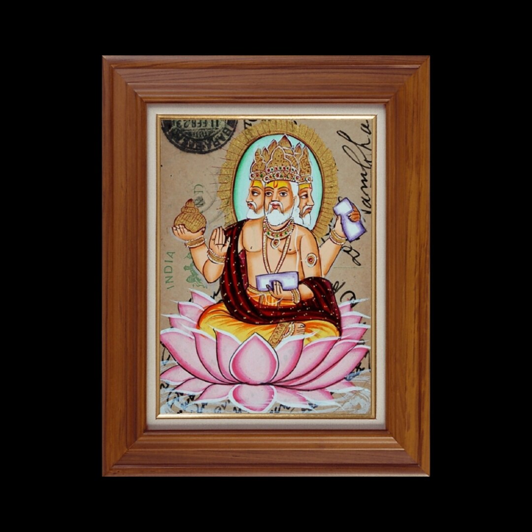 Lord Brahma Painting , God Brahma Art , Hand Painted Postcard ...