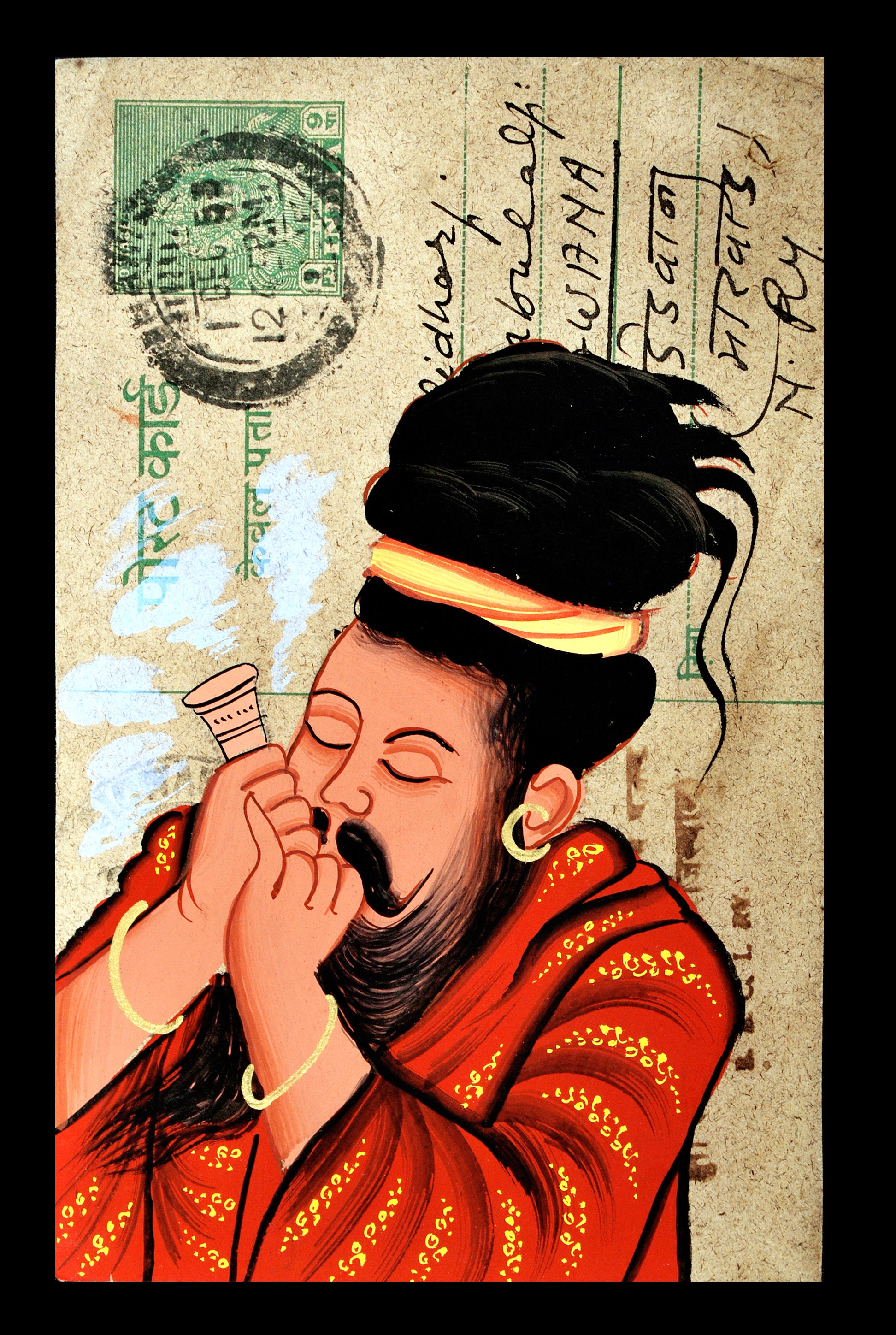 Sadhu Baba Smoking Chillum, Baba Chillum, Sadhu Smoking, Wall Decor ...