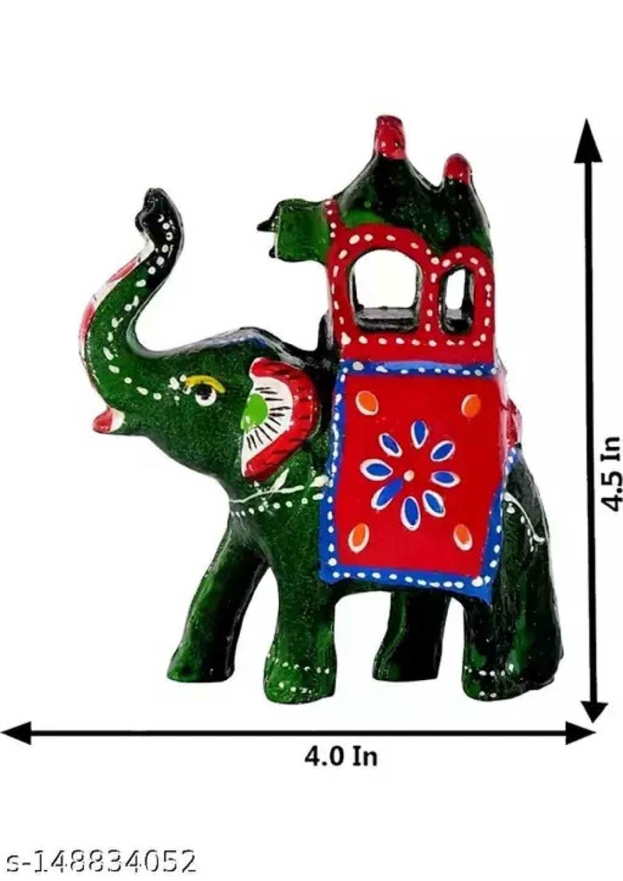 Hand Painted Elephant With Chatari Green Paper Mache Handmade - Etsy