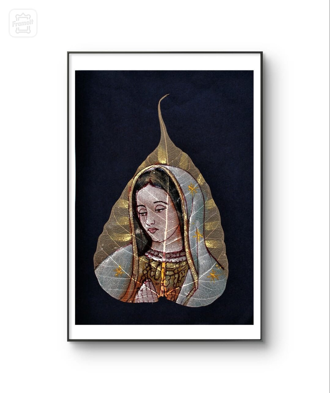 Virgin Mary Leaf Art – Hand-painted Peepal Leaf Wall Decor – Religious ...