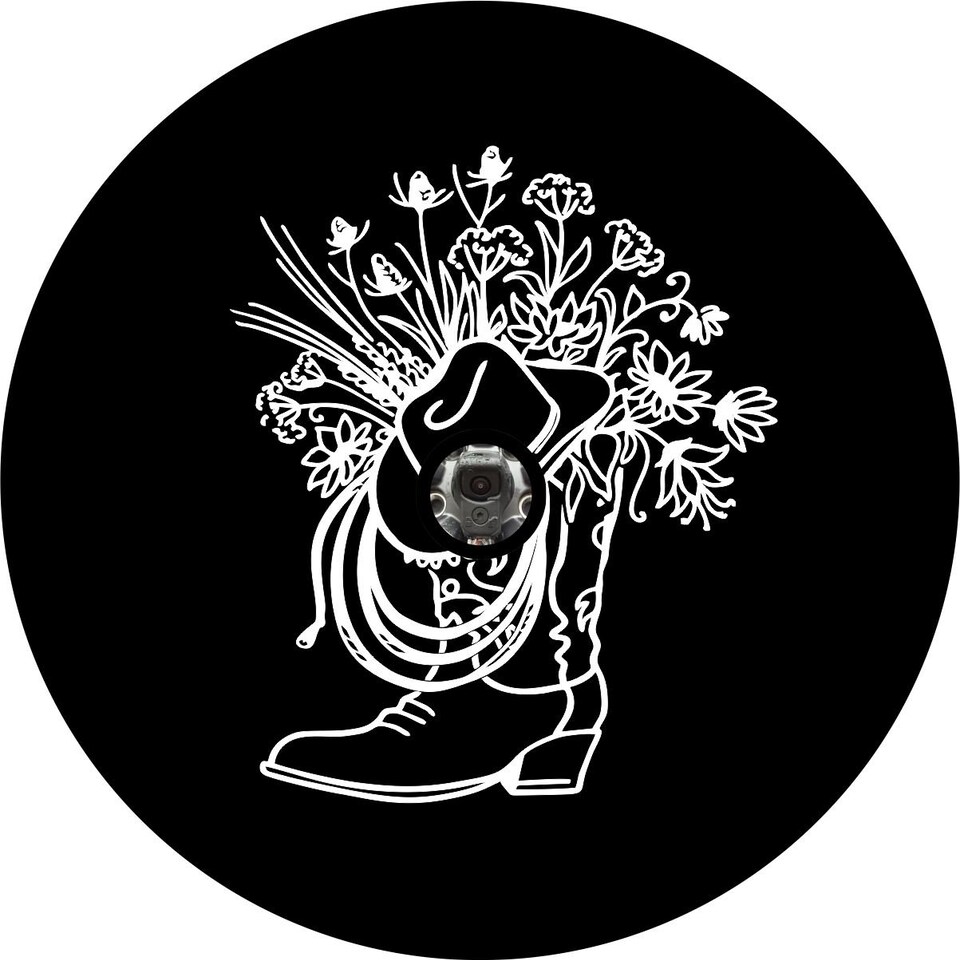 Cowboy Boot with Hat and Flowers Spare Tire Cover sold by Tiena ...