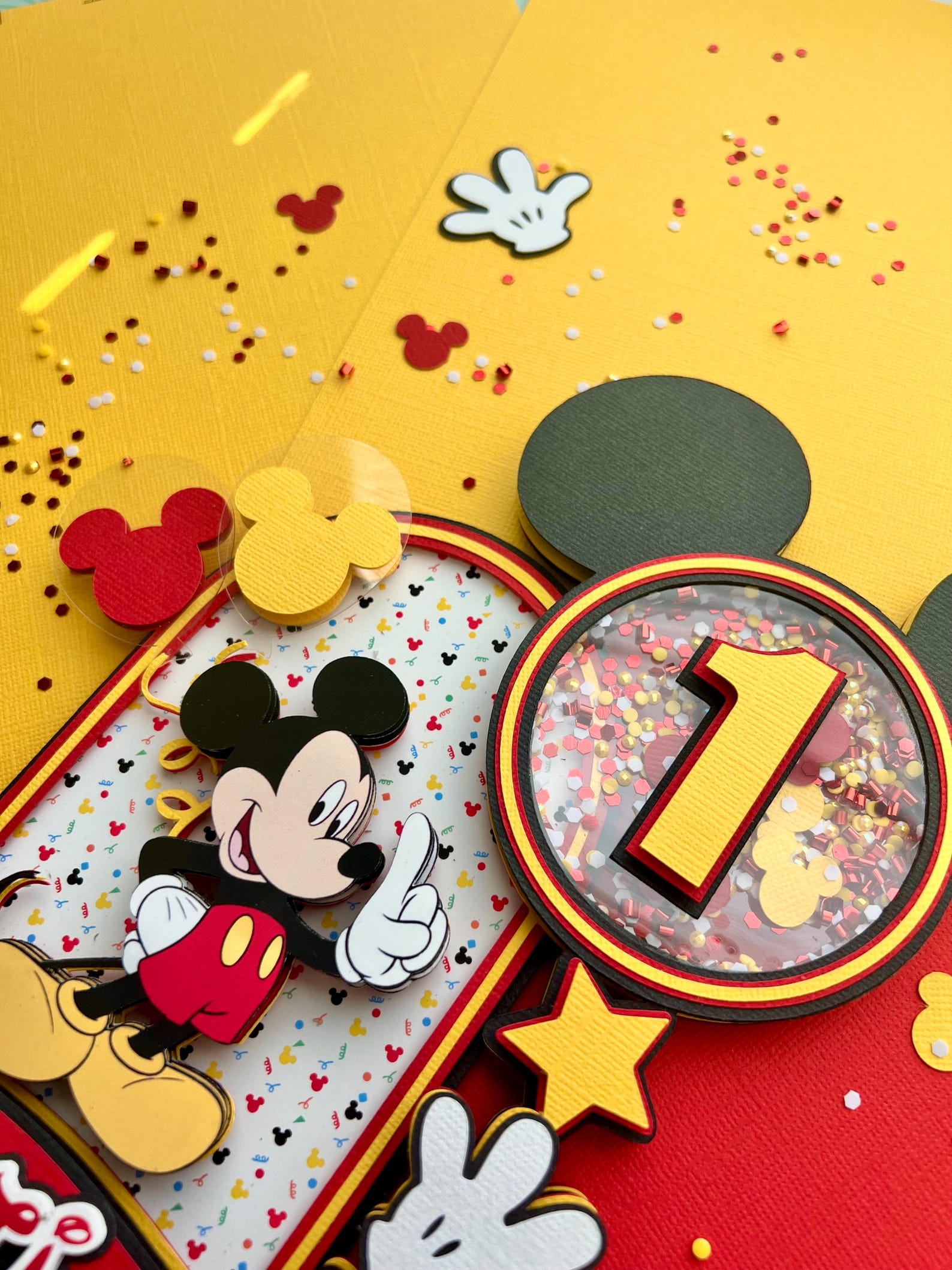 Mickey Mouse Cake Topper W/confetti Doodle Mickey Party Decor First ...